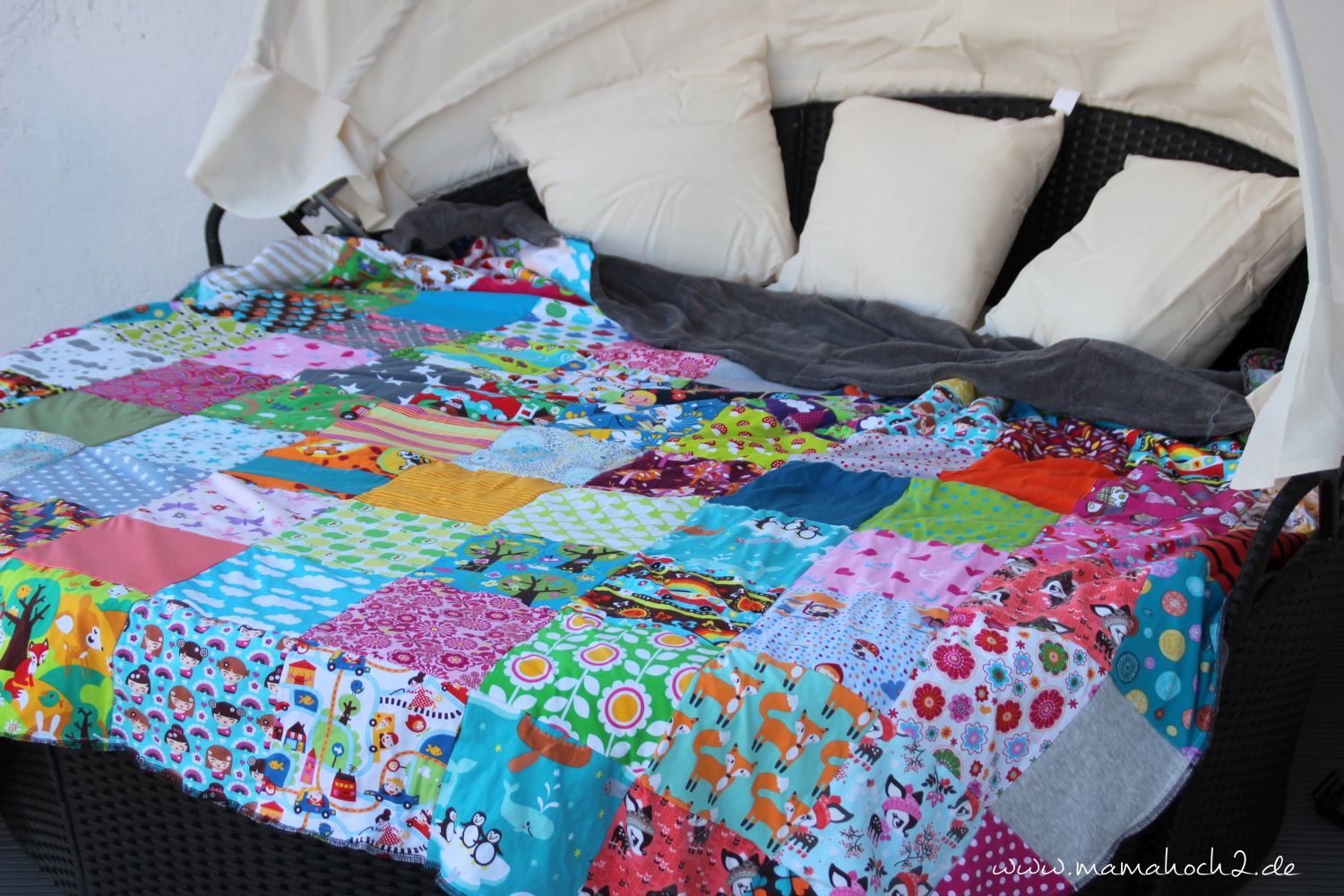 XXL Patchworkdecke - so nähst du sie aus Jersey ⋆ Mamahoch2